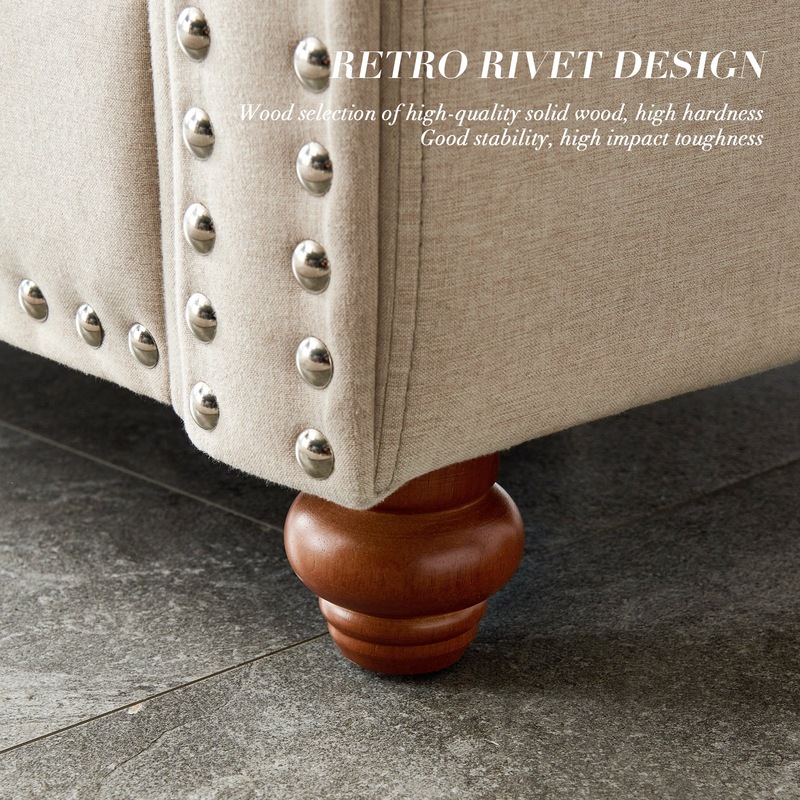 Buy Almond Beige Fabric Upholstery Sofa/Livingroom Couch/Two Seater ...