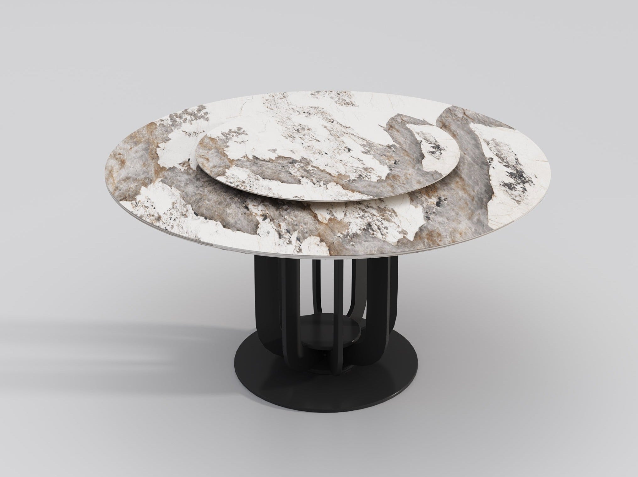 Buy Caio Ceramic Round Dining Table/Lazy Susan/Steel Legs/ Glossy Multi ...