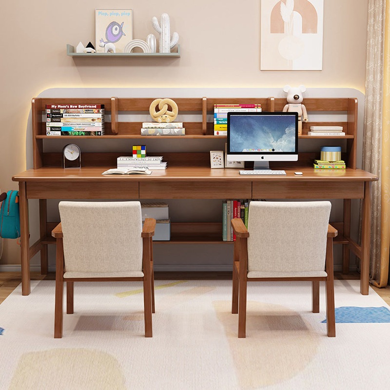 Buy Dalenna Solid Wood Study Desk with Book Shelves and Drawers ...