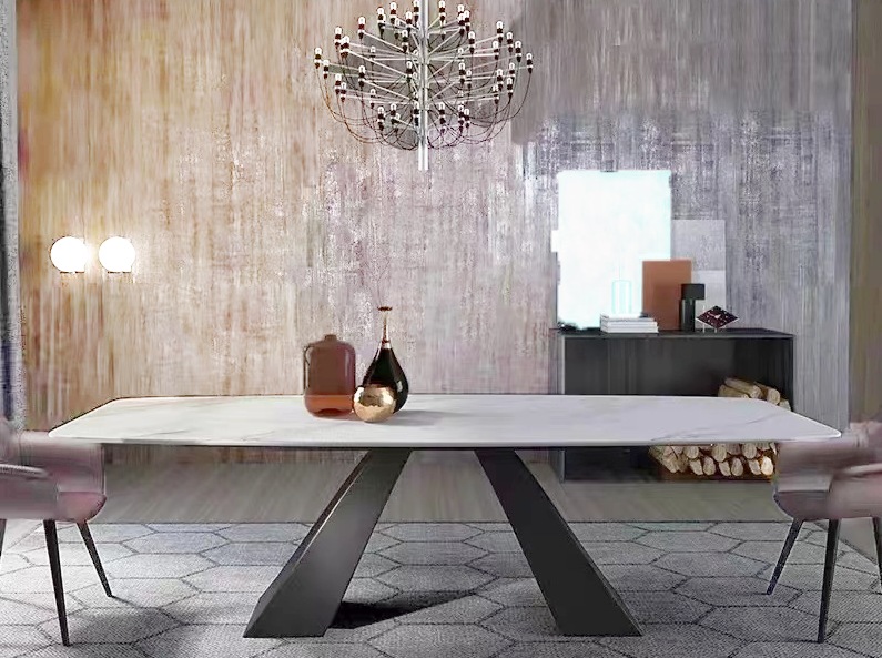 Buy Keanu Rectangular Ceramic Dining Table/Steel Base/ Modern/Minimalistic - MyDeal Australia