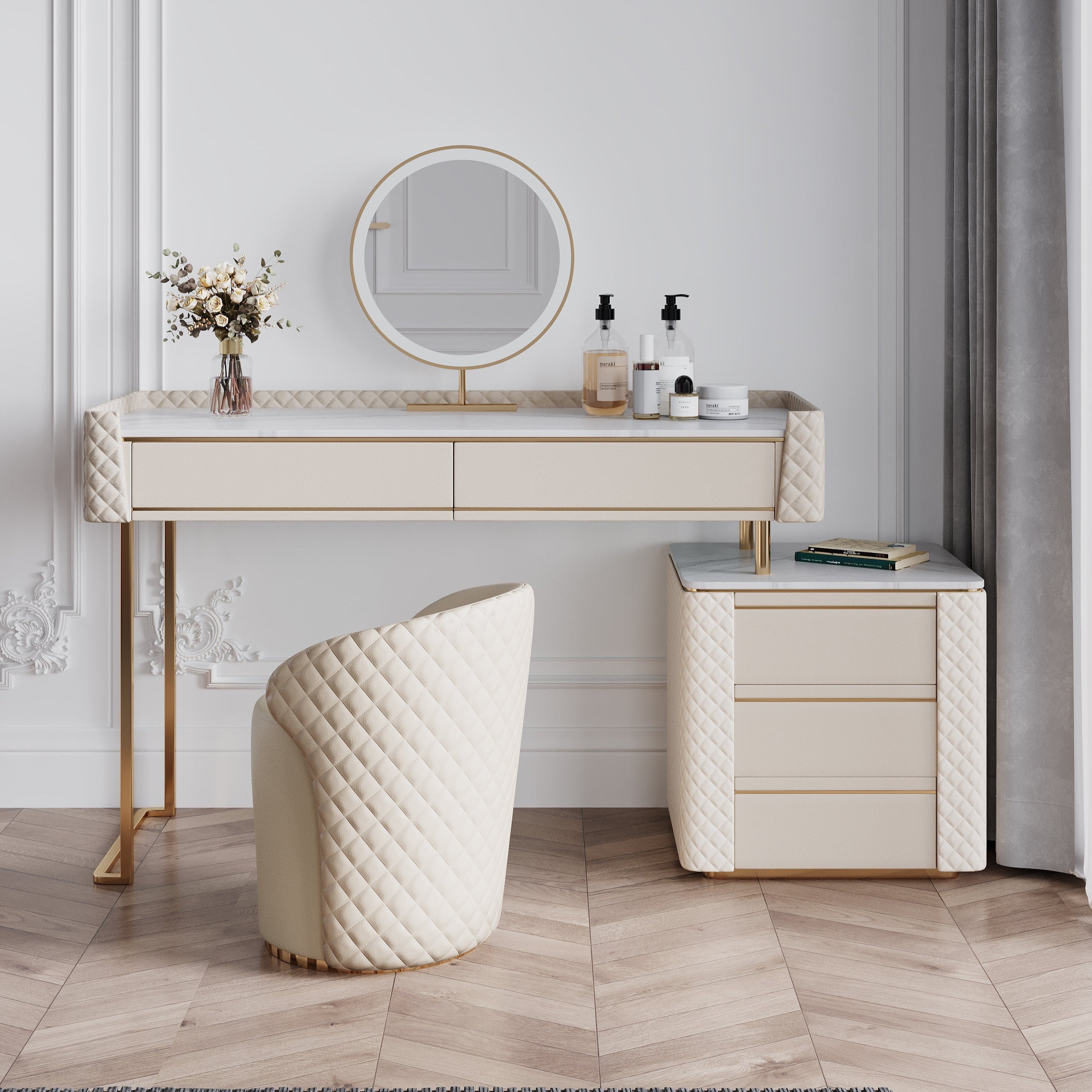 Buy Nicky Ceramic Vanity Table with Stool and Mirror/vanity table ...