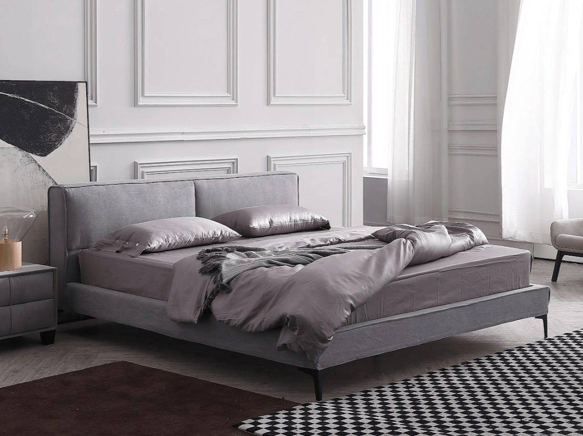 Buy Rio Grey Fabric Bed Frame Upholstery/Steel Legs/Queen/ King ...