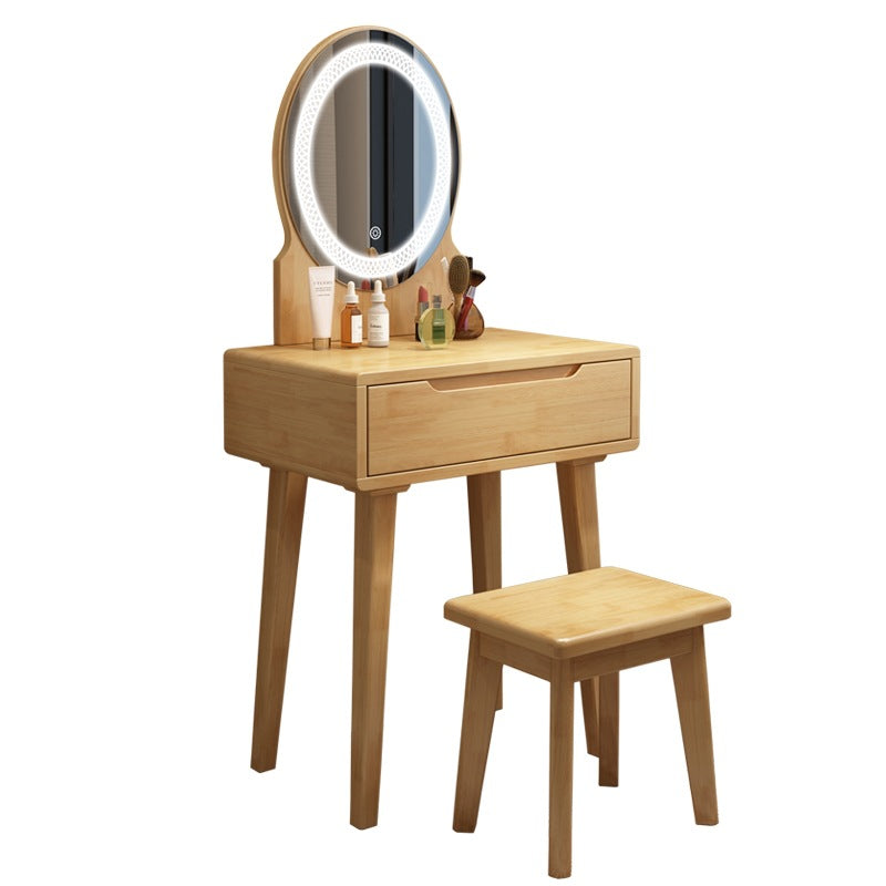 Buy Rubberwood Single Drawer Dressing Table with Illuminated Mirror ...