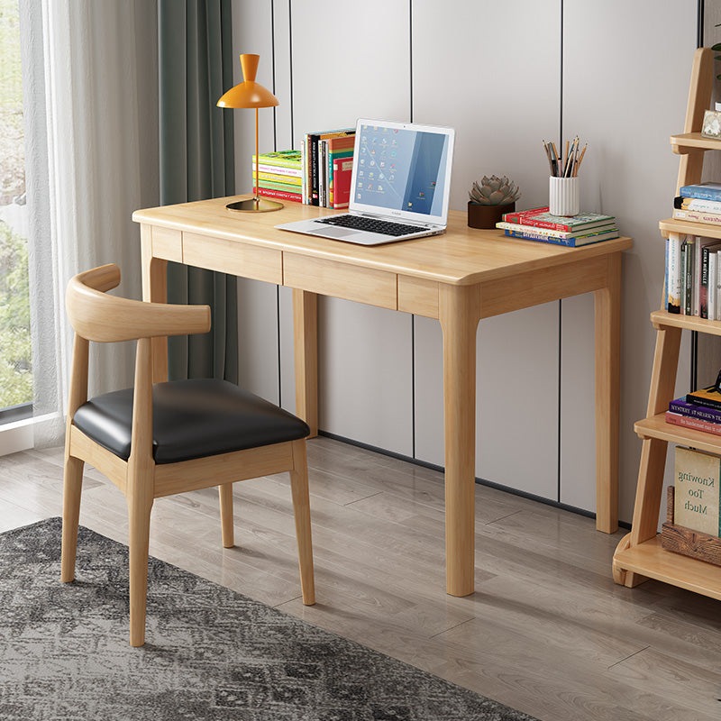 Buy Mitch Solid Wood Study Desk /Rubberwood/Minimal Assembly/Natural ...