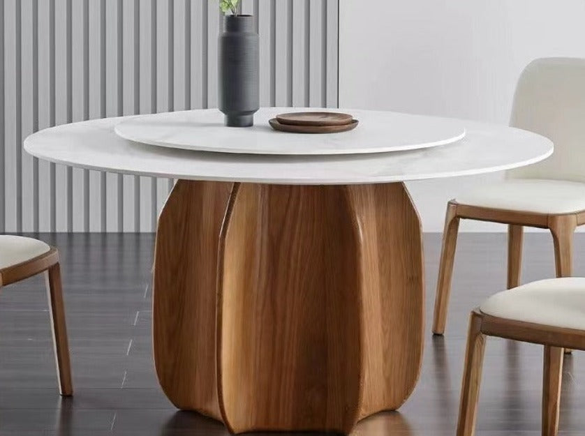 Buy Themis Marble Round Dining Table /Solid Timber Base/Cloud-like ...