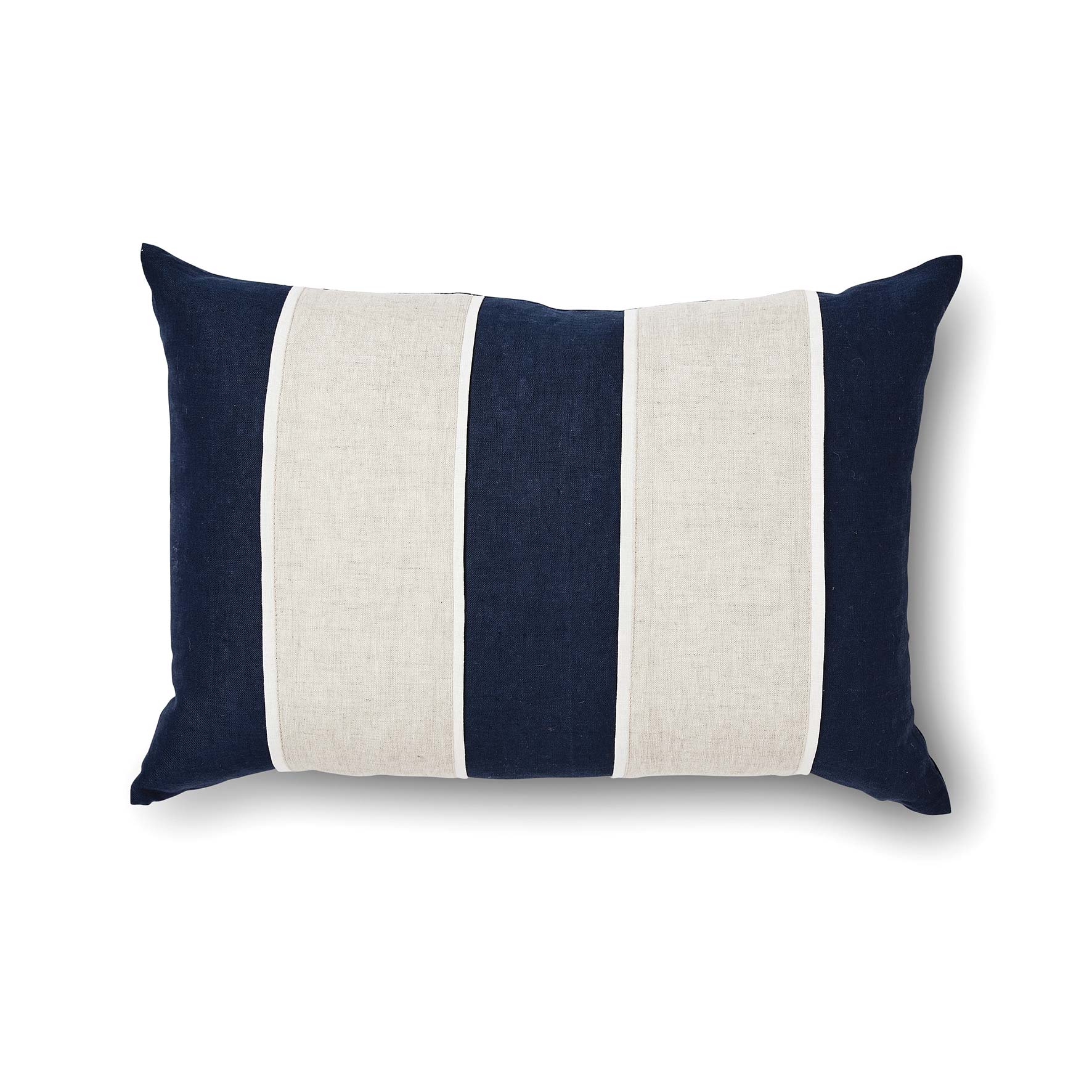 Buy Riley Patch Lumbar Cushion - Navy / Linen - MyDeal Australia
