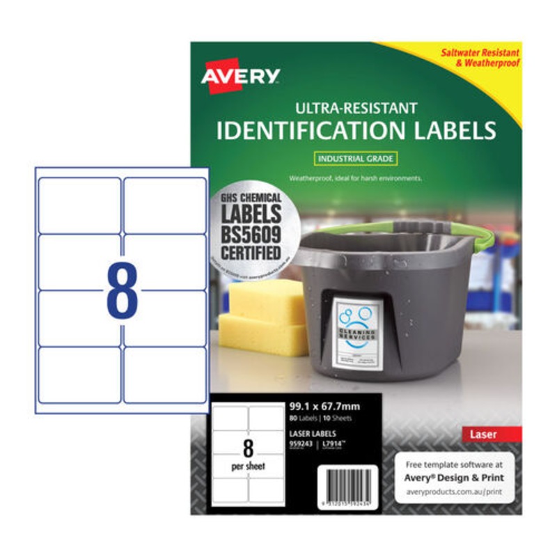 Buy Avery Laser Label Outdoor L7914 99.1x67.7mm - 8Up Pack 10 - MyDeal