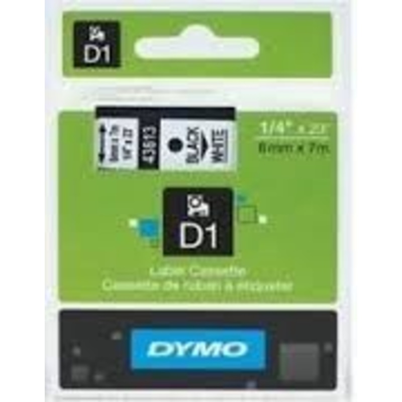 Buy Dymo D1 Label Cassette 6mm x7m (SD43613) - Black on White - MyDeal