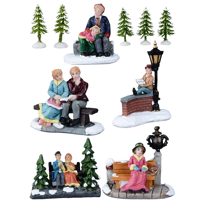 Buy Enjoying The Winter Park Days Of Yore Scene Christmas Figurines ...