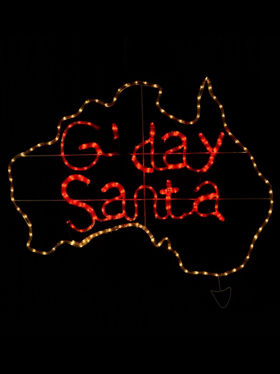 Buy Neutral White & Red GDay Santa Australian Map Rope Light Silhouette ...