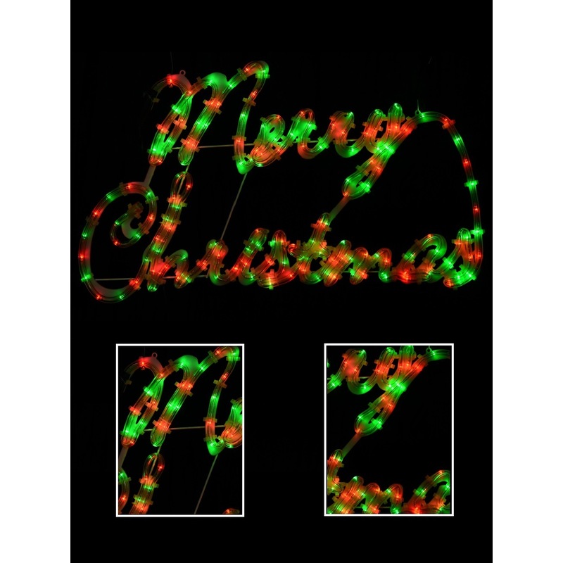 Buy Red & Green Cursive Merry Christmas LED Rope Light Silhouette ...