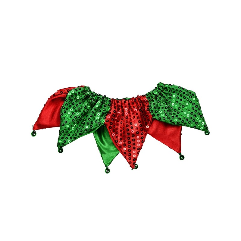 Buy Red & Green Dog Jester Collar With Sequins & Bells Christmas ...