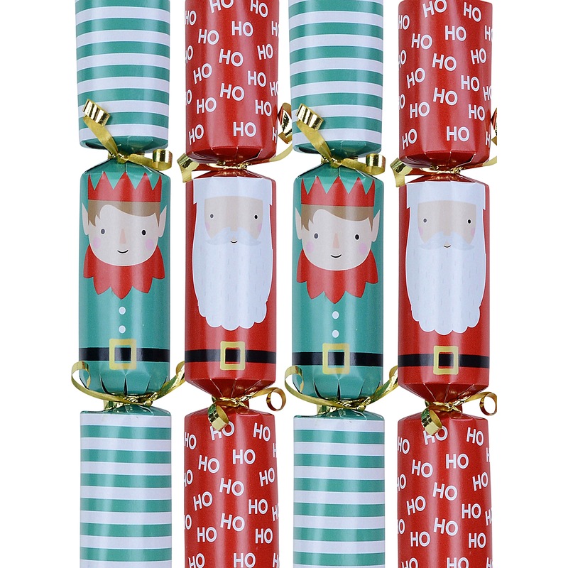 Buy Red Ho Ho Ho Santa & Green Stripe Elf Small Christmas Cracker Bon ...