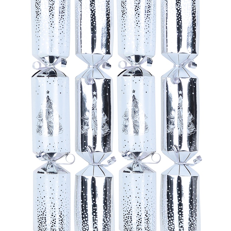 Buy White & Shiny Silver With Tree & Stars Christmas Cracker Bon Bons ...