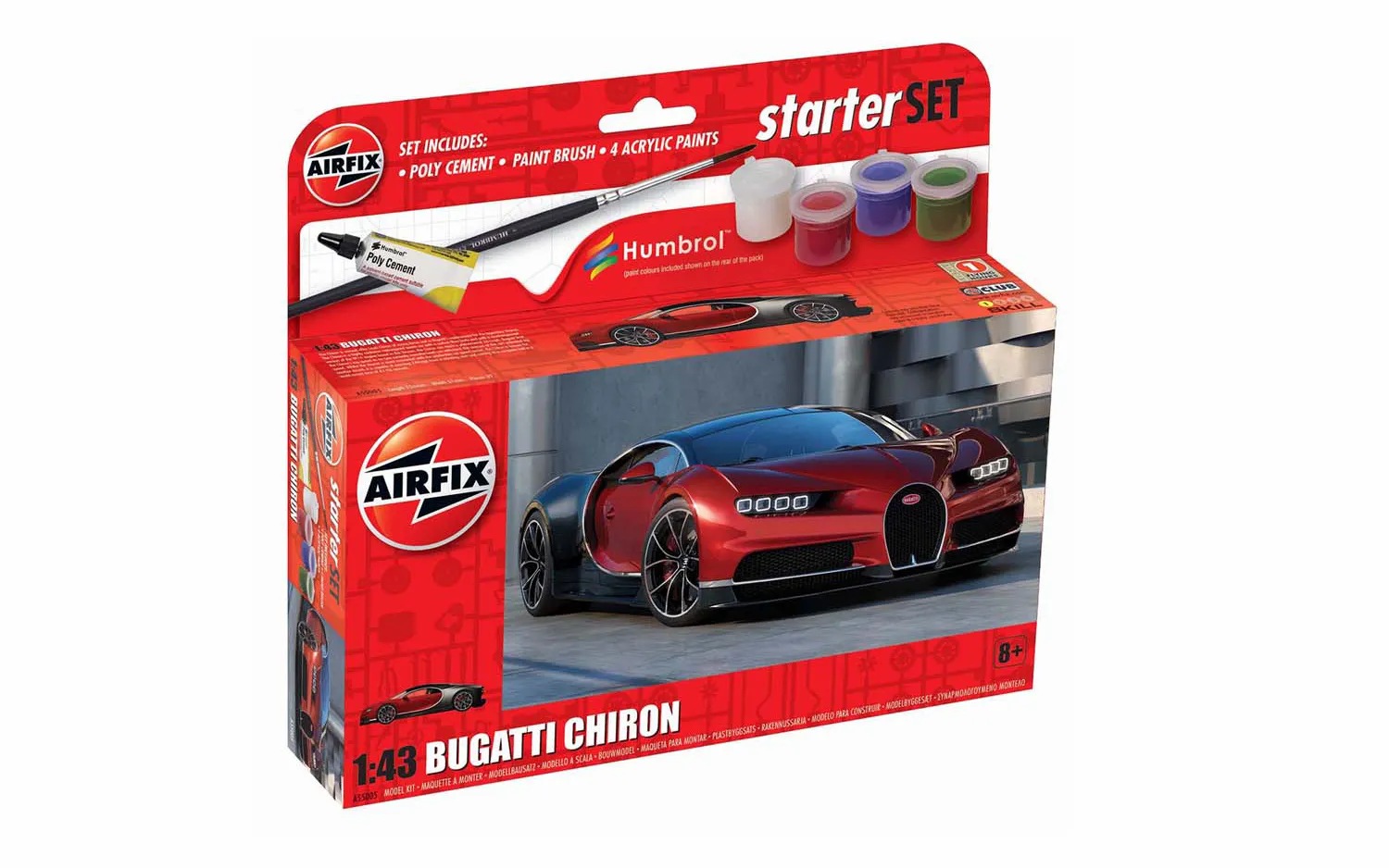 Buy Airfix 1/43 Starter Set - Bugatti Chiron Plastic Model Kit 55005 ...