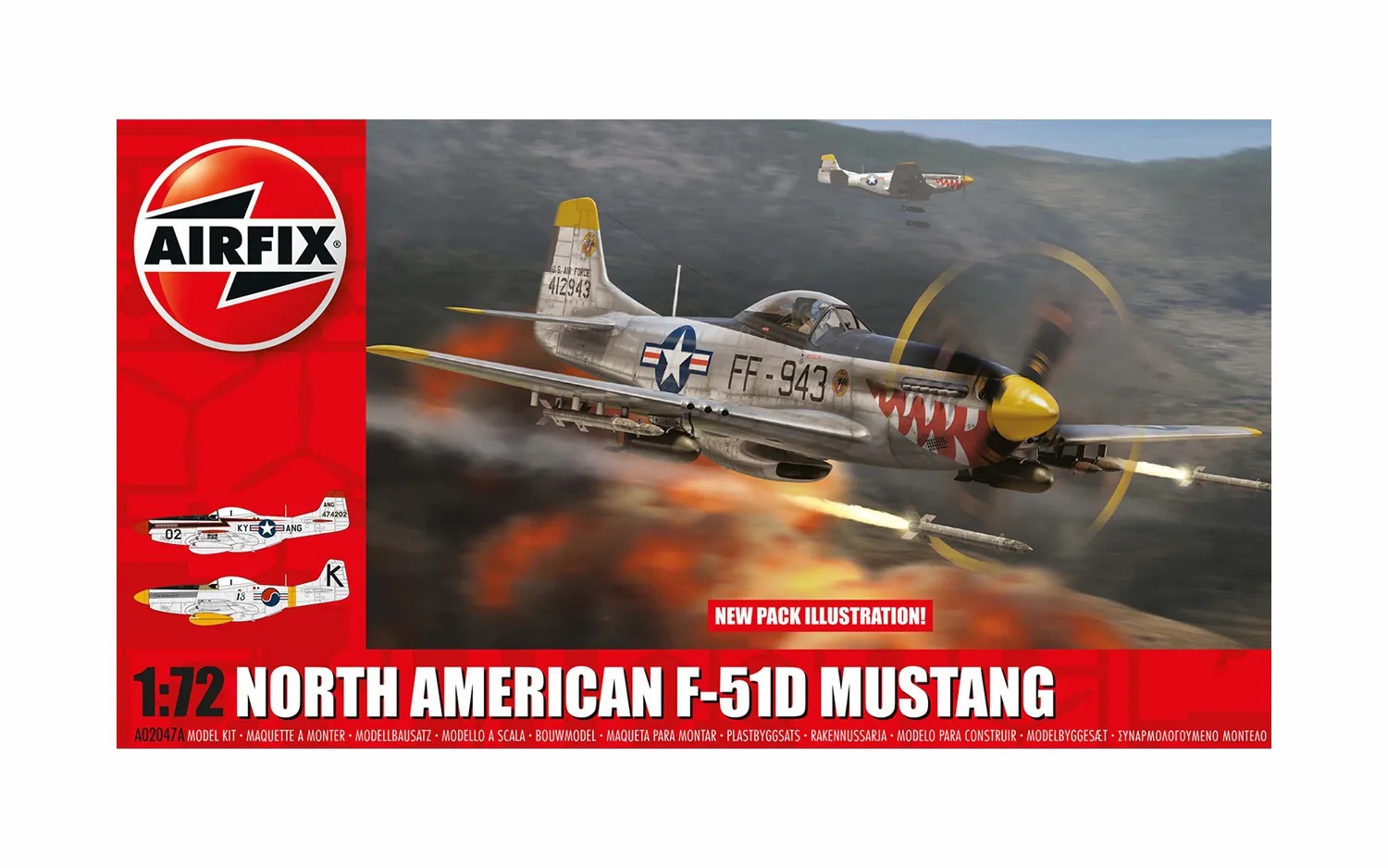 Buy Airfix 1/72 North American F-51D Mustang Plastic Model Kit 02047A ...