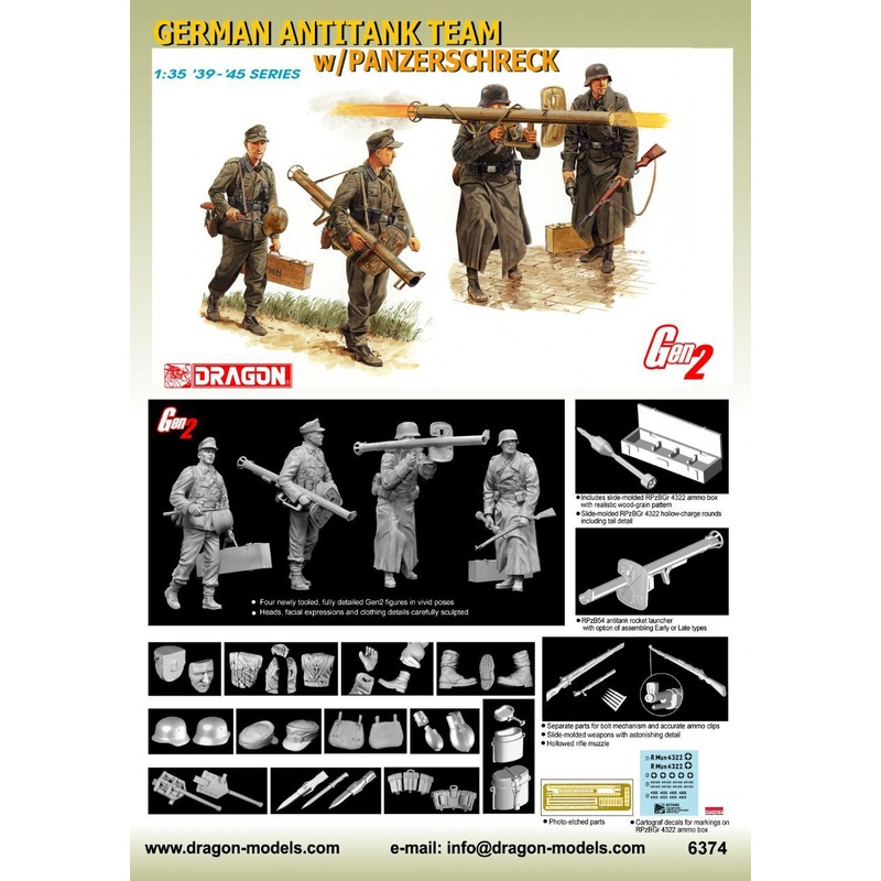 Buy Dragon 1/35 German Antitank Team w/Panzerschreck Plastic Model Kit ...