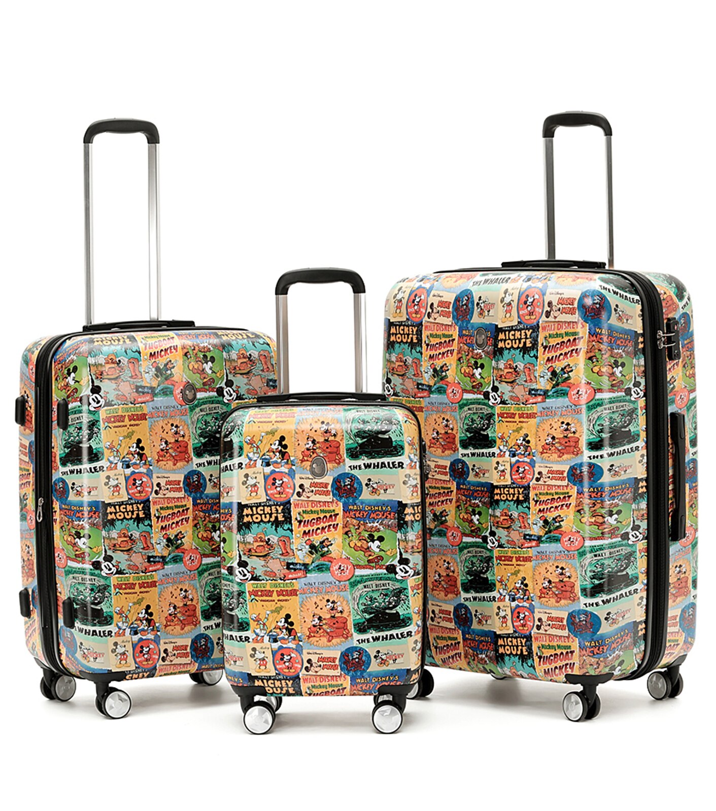 Buy Disney Mickey Mouse 4-Wheel Spinner Suitcase Set of 3 - Comic Print ...