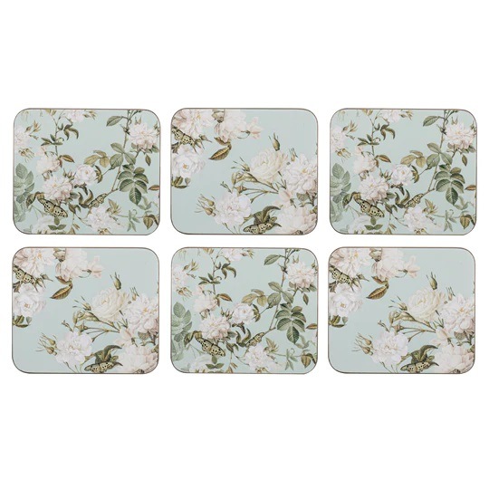 Buy Ashdene Dining Kitchen Elegant Rose Mint Cork Back Coasters Set 6 ...