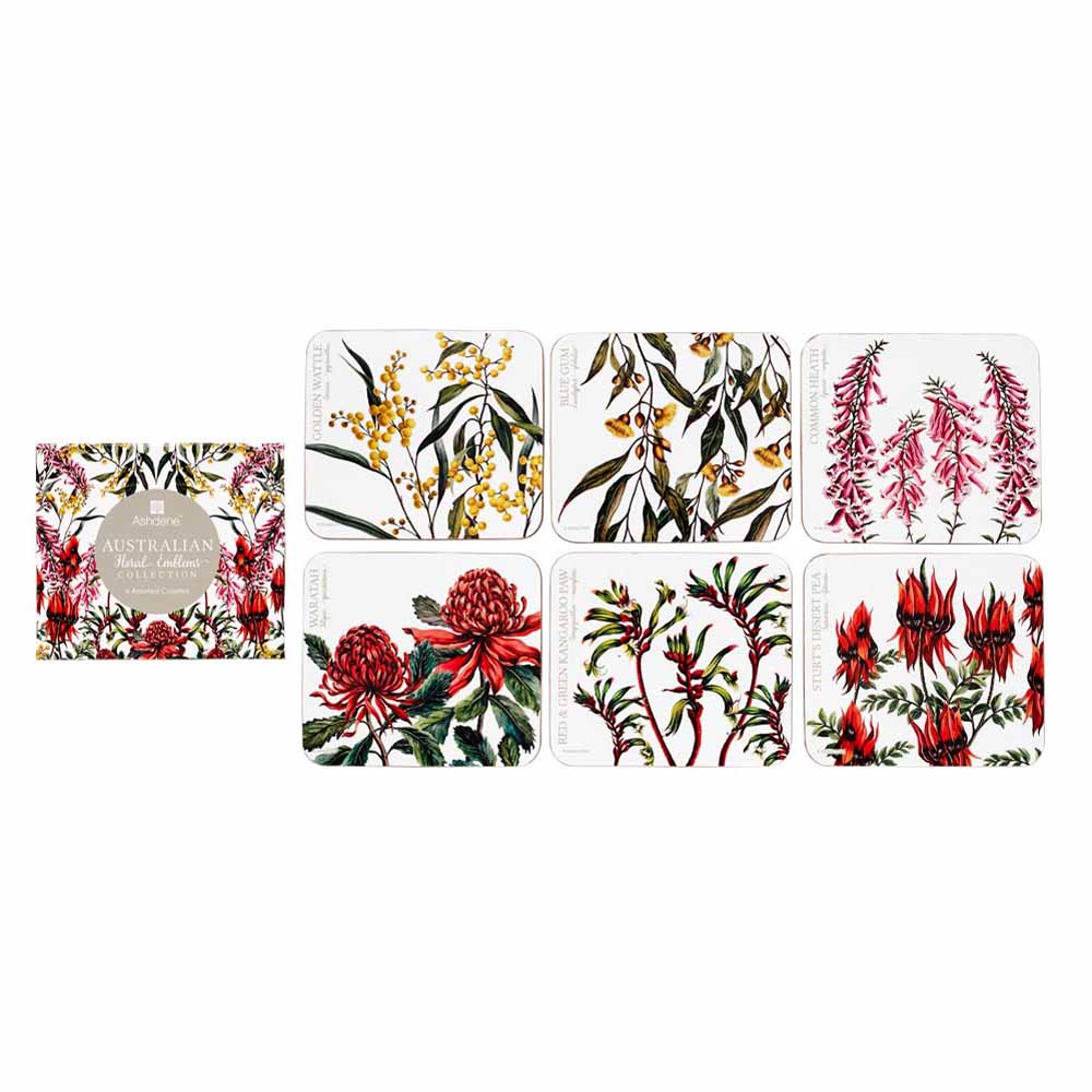 Buy Ashdene Dining Kitchen Floral Emblems Cork Back Coasters Set 6 ...