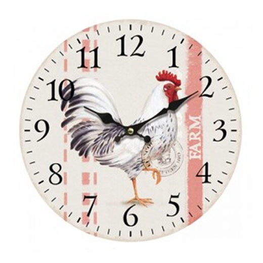 Buy Clock Country Wooden White Hen Farm 34cm Wall Clocks - MyDeal Australia