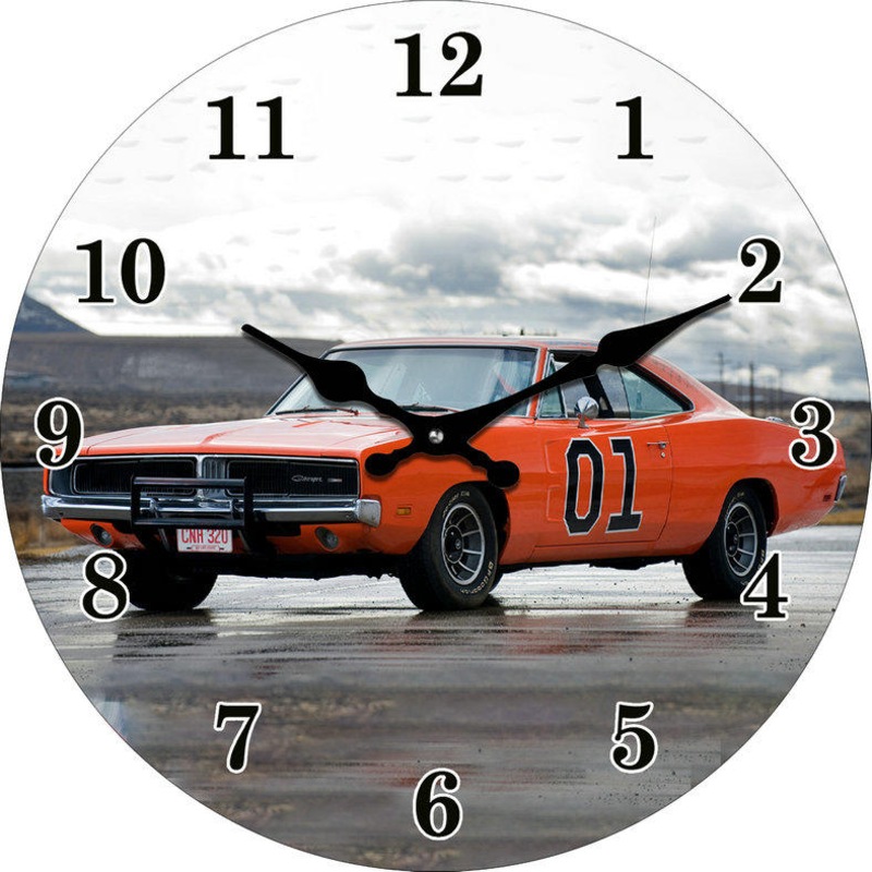 Buy Clock Classic Cars Wall 30cm Dodge Charger Glass Clocks - MyDeal