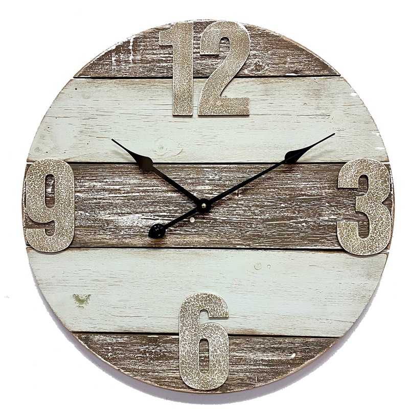 Buy Clock Wall Hanging 3D Wooden Slats MDF Large 58cm CBA2111 - MyDeal