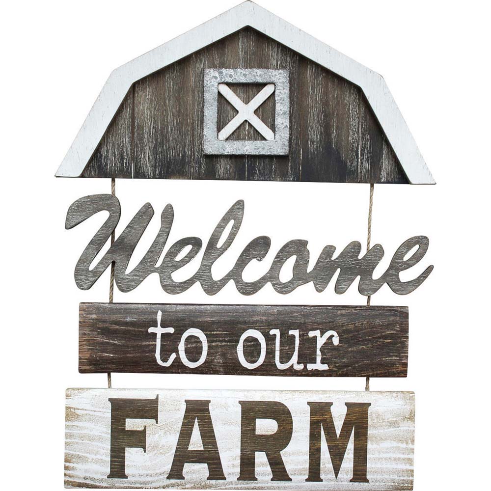 Buy Country Farmyard Welcome To Our Farm Wooden Sign - MyDeal Australia