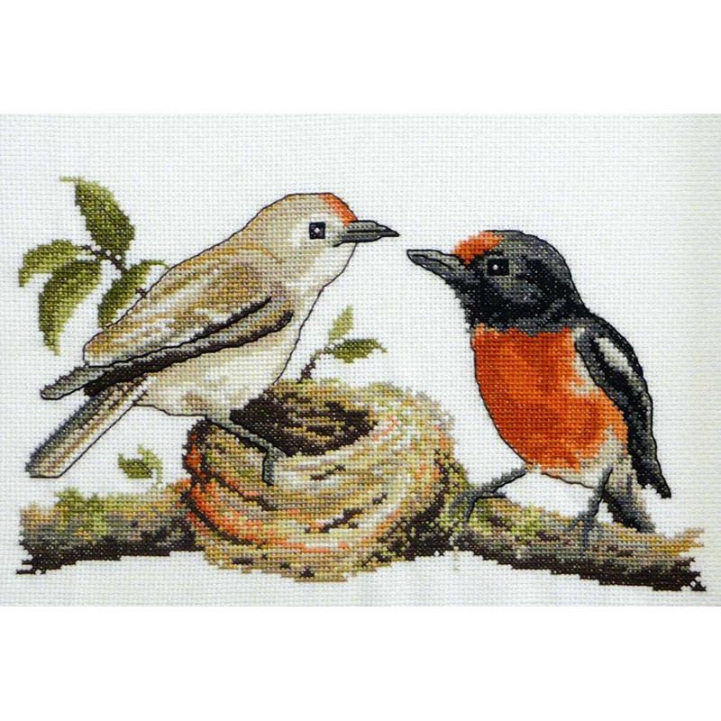 Buy Country Threads Fiona Jude X Cross Stitch Kit Red Capped Robins ...