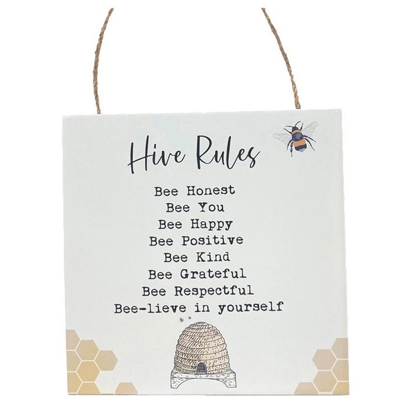 Buy Country Wooden Farmhouse Sign Bee Hive Rules Plaque - MyDeal Australia