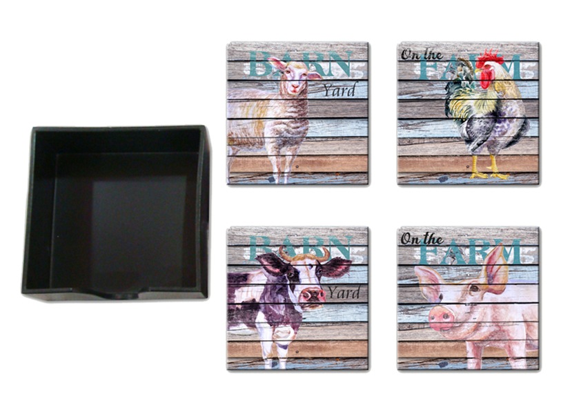 Buy French Country Coasters Inspired Kitchen Decorative FARM Ceramic ...
