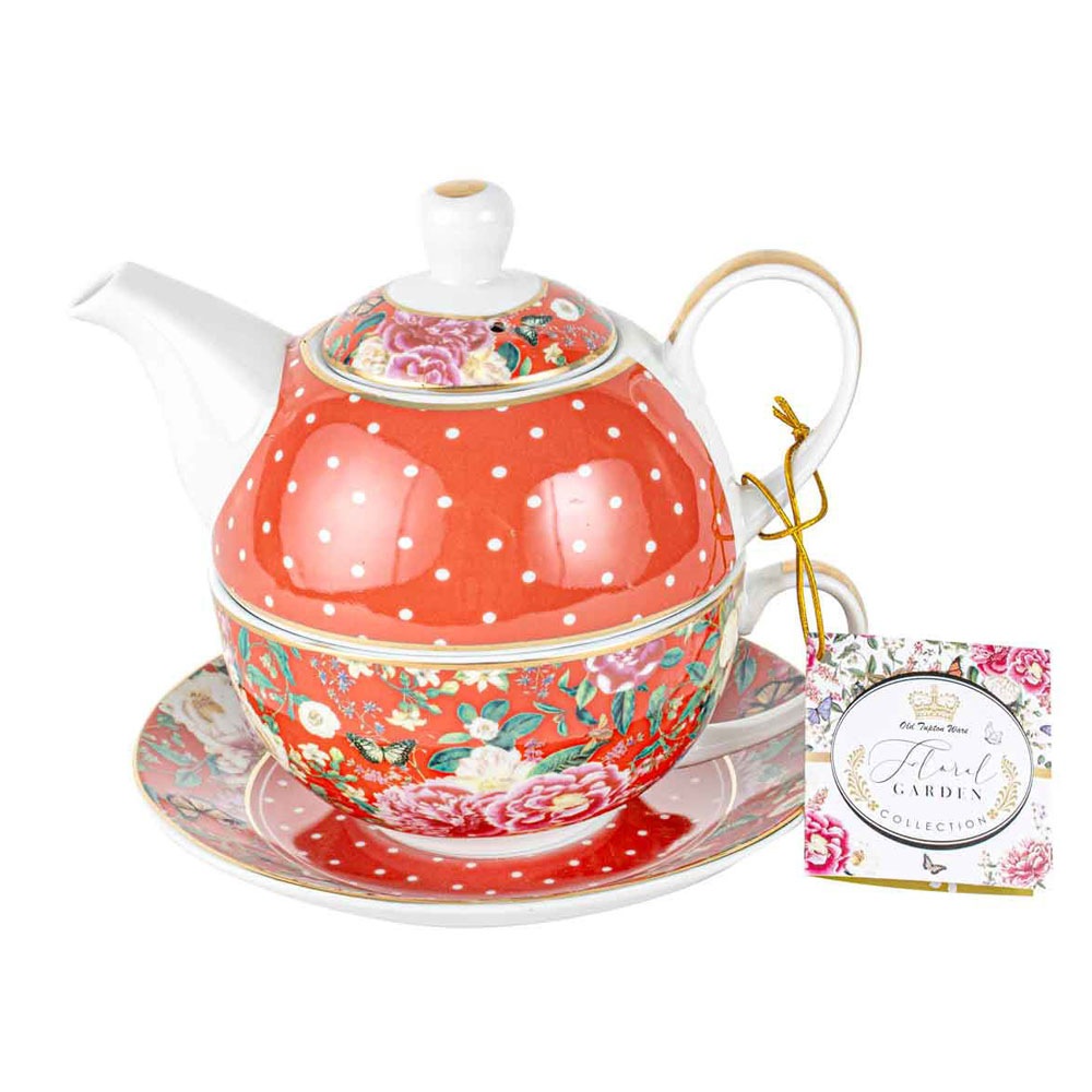 Buy French Country Kitchen Tea For One Floral Garden Red Teapot ...