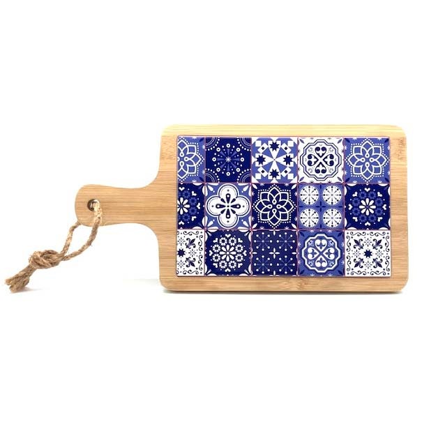 Buy French Country Kitchen Wooden Serving Cheese Board Blue Tile ...
