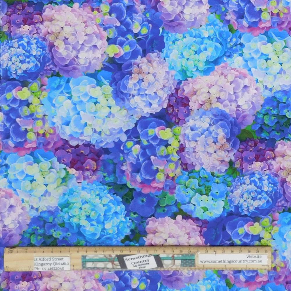 Buy Quilting Patchwork Cotton Sewing Fabric Hydrangeas 1 Meter - MyDeal ...
