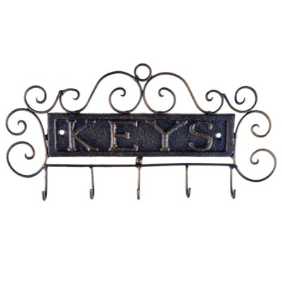 Buy Wall Art Scroll Bronzed Keys Holder Wrought Iron Metal - MyDeal ...