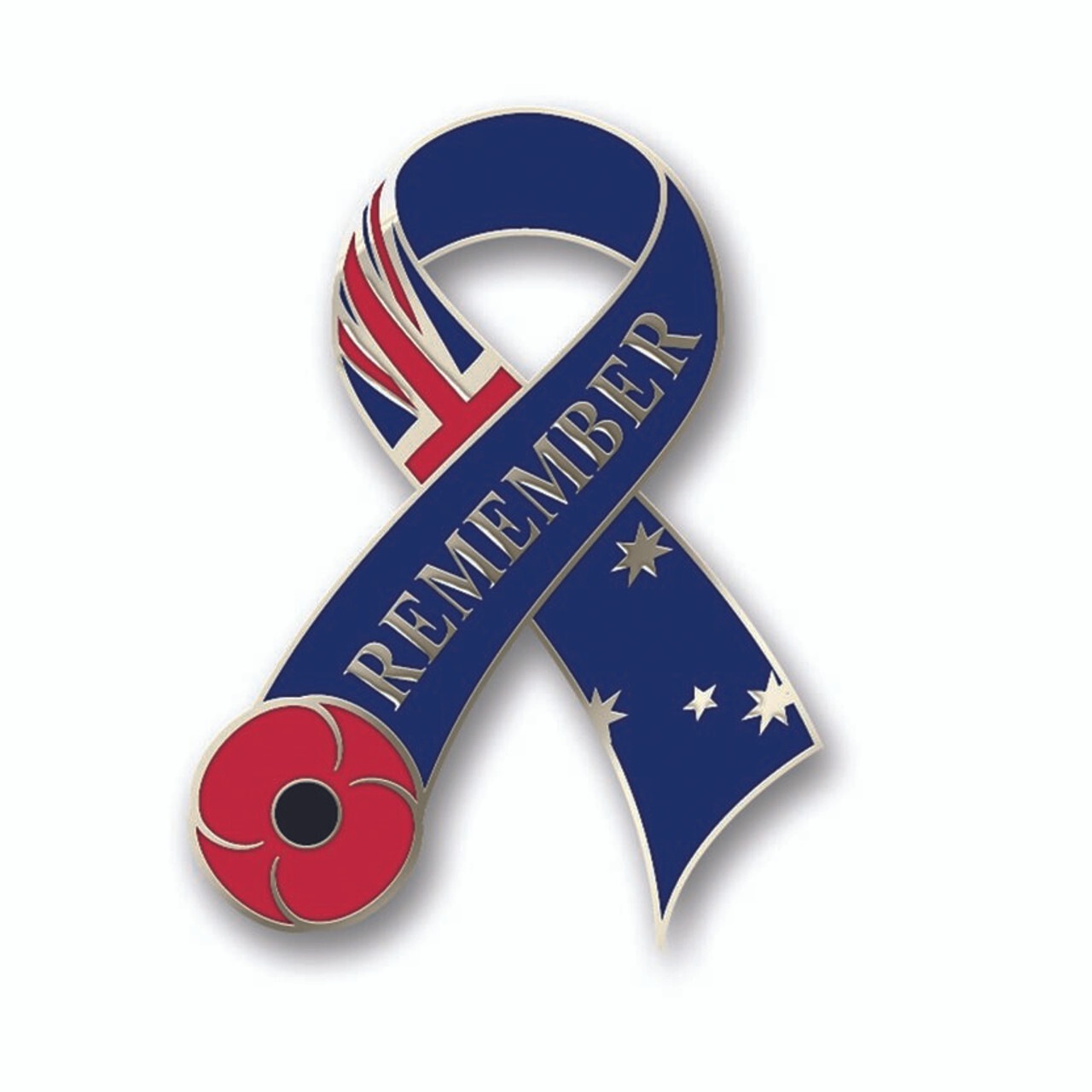 Buy Anzac Flag Poppy Ribbon Badge with "Remember" POPPY REMEMBRANCE ...