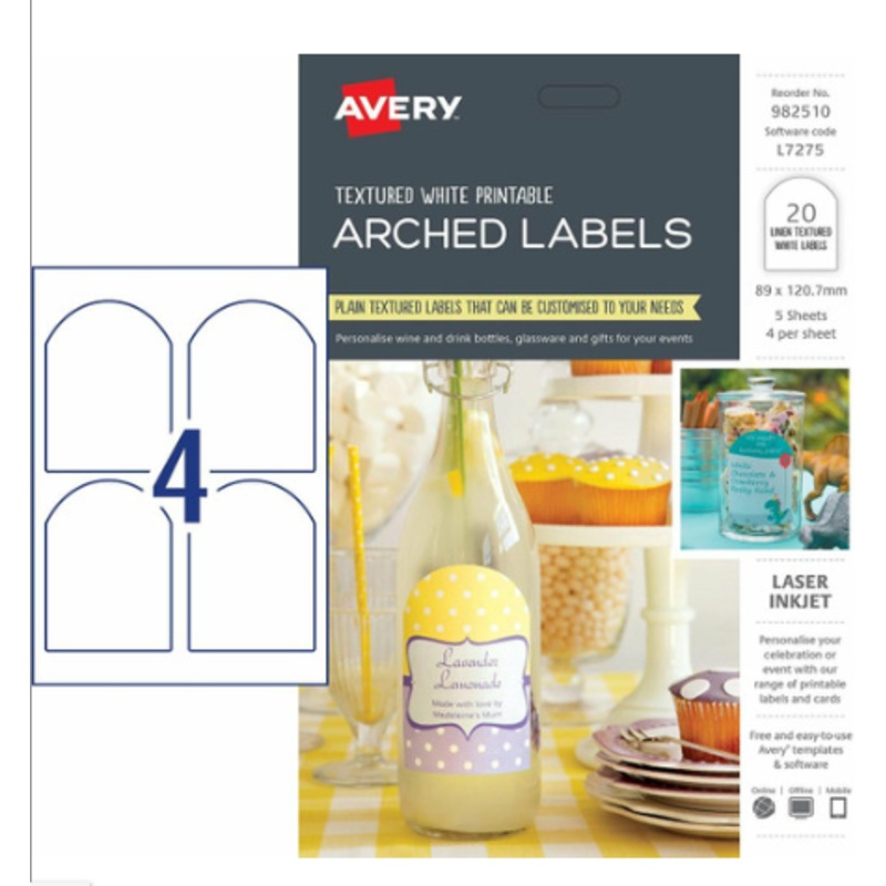 Buy AVERY 982510 TEXTURED ARCHED LABELS, L7275, 20/PACK, 89 X 120.7MM ...