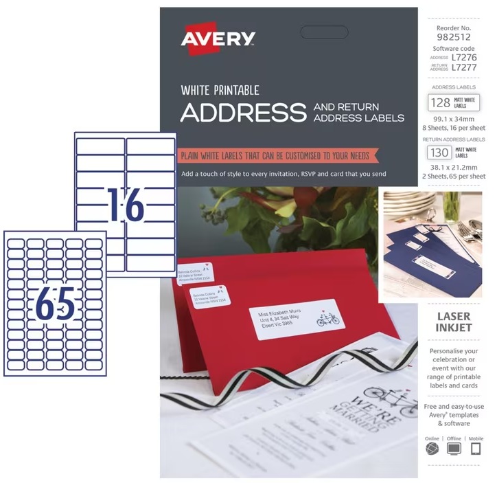 Buy Avery Matte White Address Labels Kit 258 Pack Product Code ...