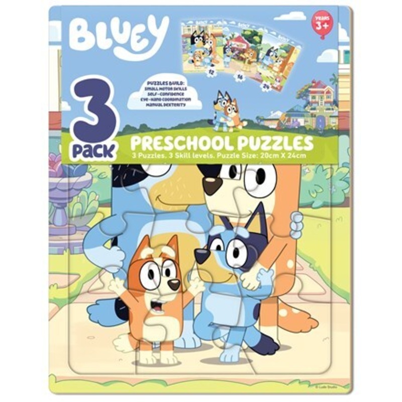 Buy Bluey 3 Pack Preschool Puzzles - MyDeal