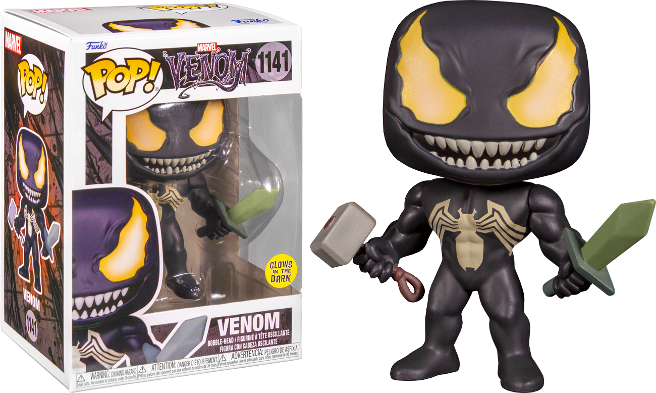 Buy Venom - Venom with Mjolnir and Sword Glow-in-the-Dark Pop! Vinyl ...