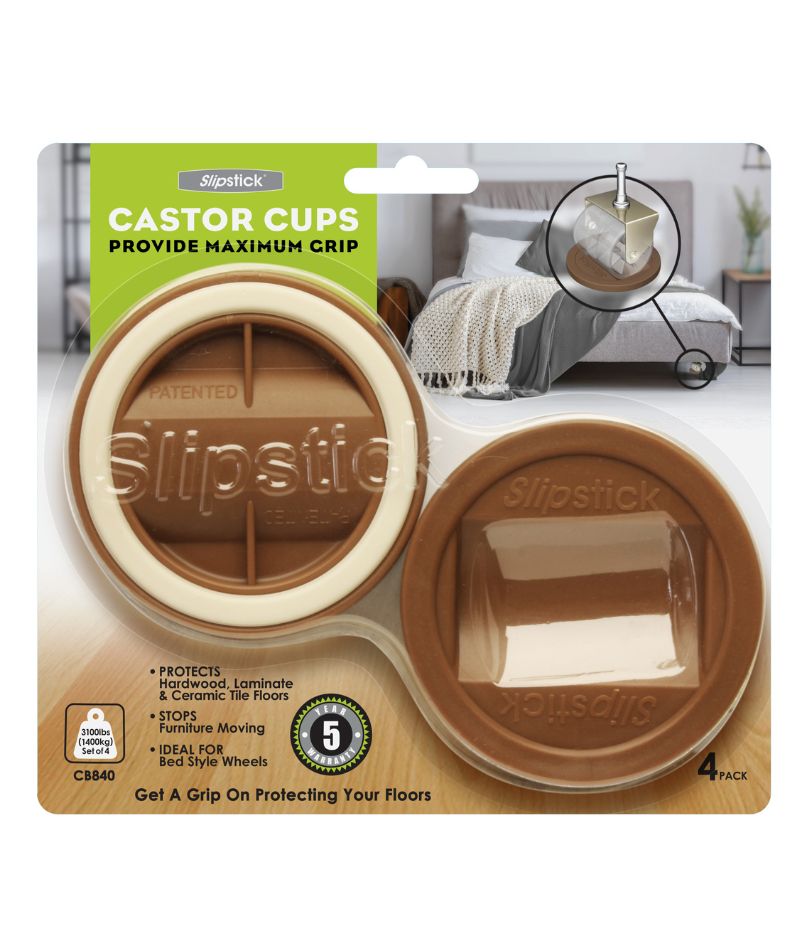 Buy Slipstick Large Castor Cups Furniture Bed Floor Protector Grip Set ...