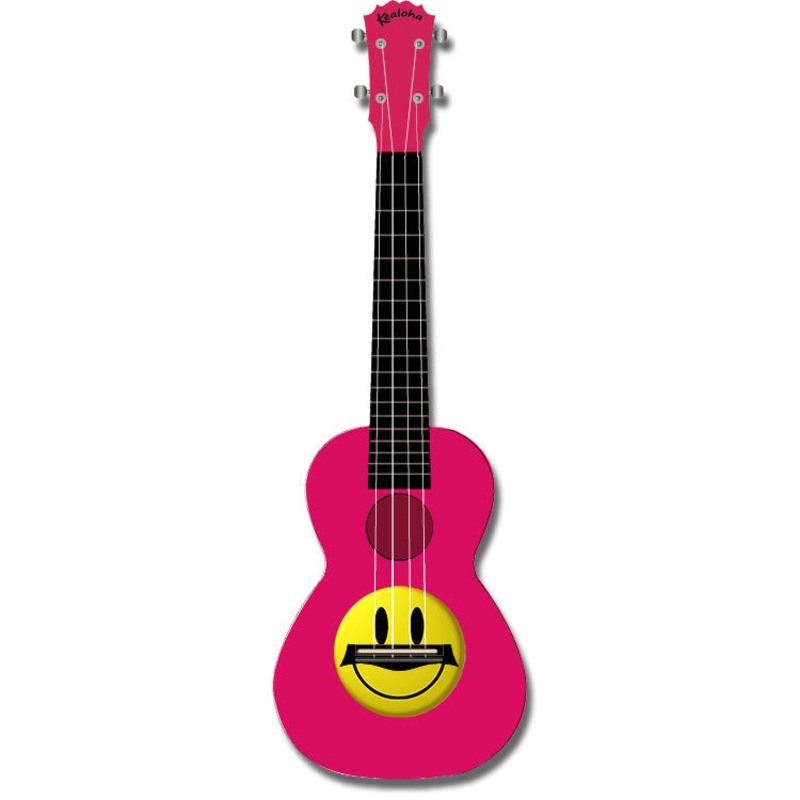 Buy Kealoha "Smiley Face" Design Concert Ukulele with Pink ABS Resin ...