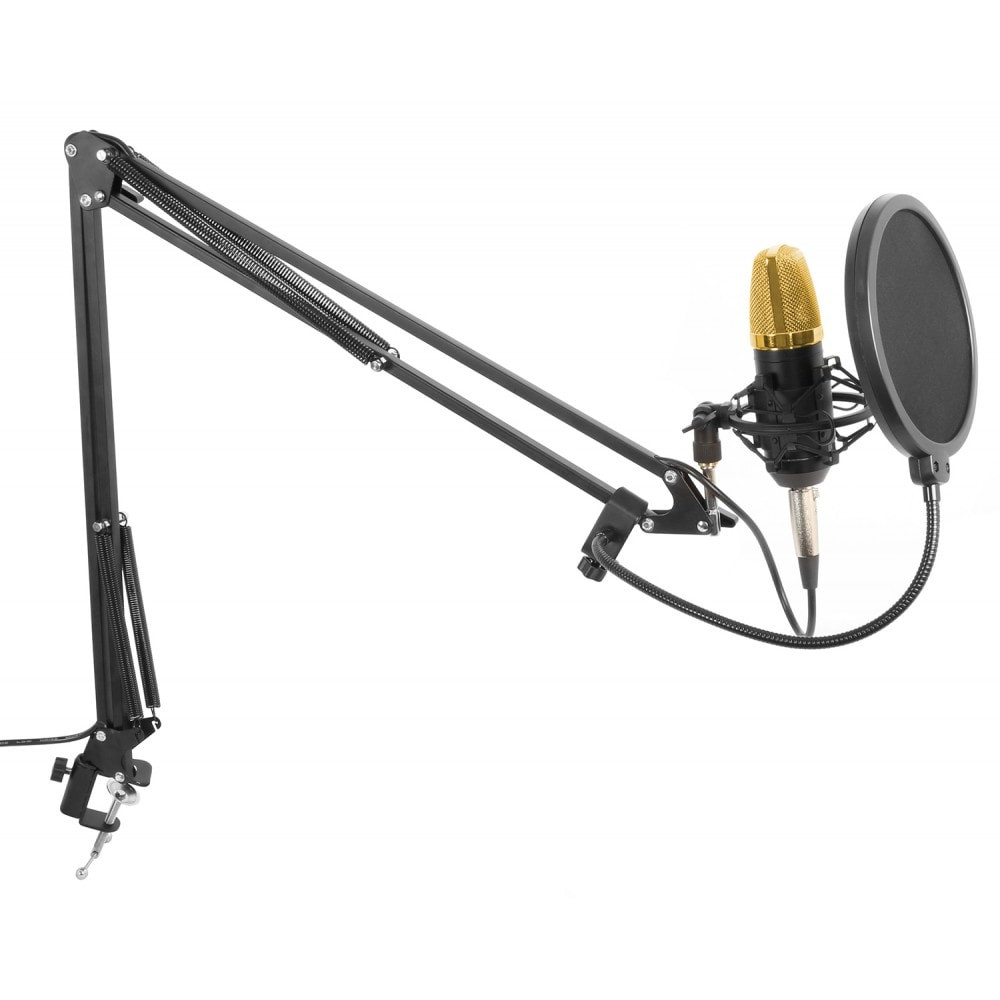 Buy Vonyx STUDIOSET Gold Studio Microphone Set with Stand and Pop ...