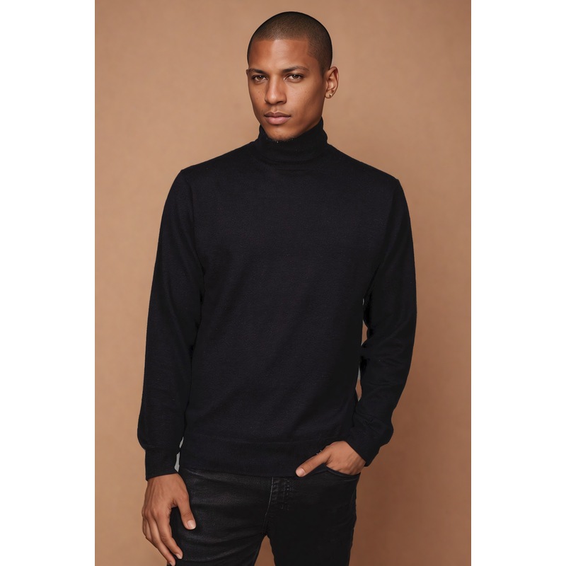 Buy Black Fine Weight Merino Wool Skivvy - MyDeal