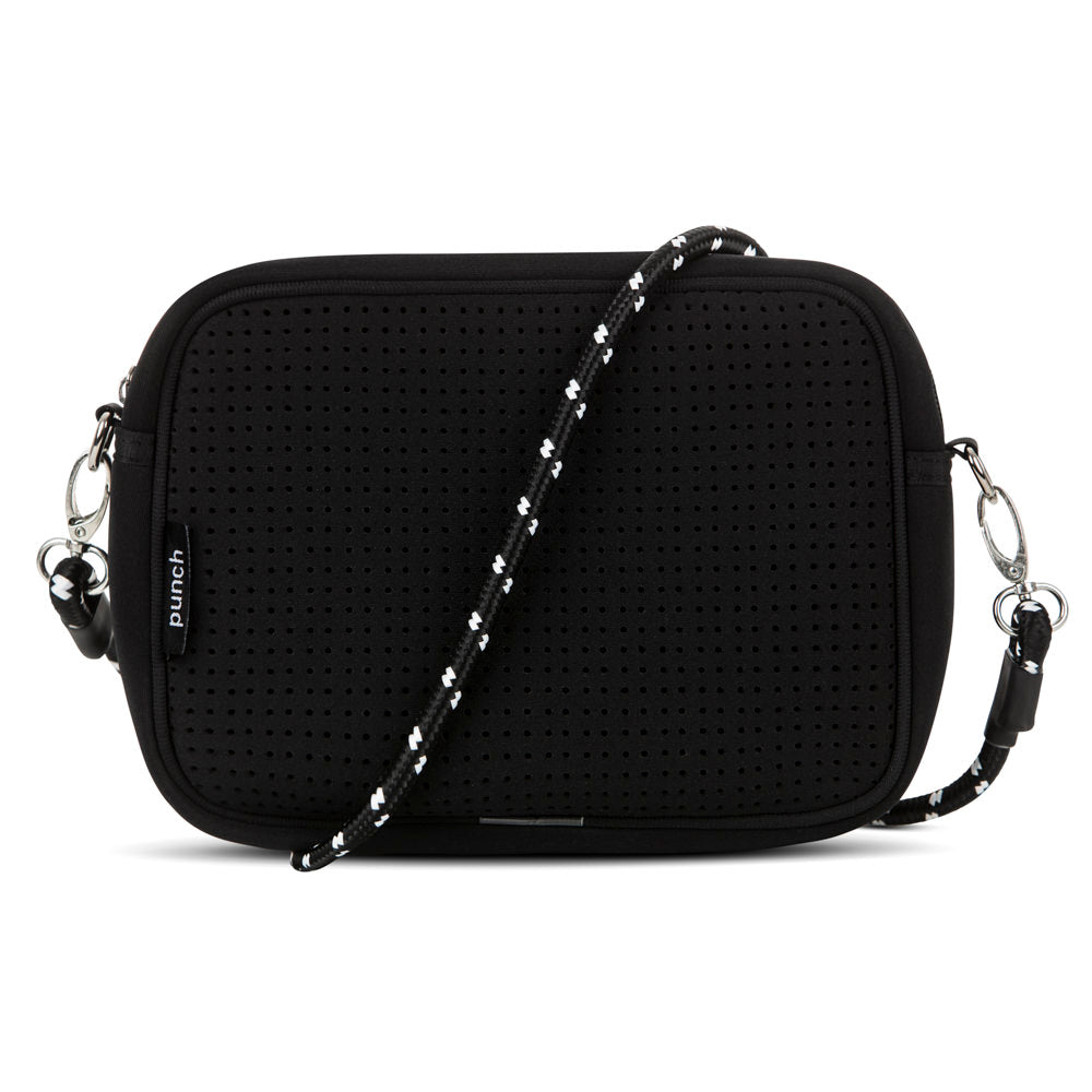 Buy Rectangle Shoulder Bag - Black Punch Neoprene - MyDeal Australia