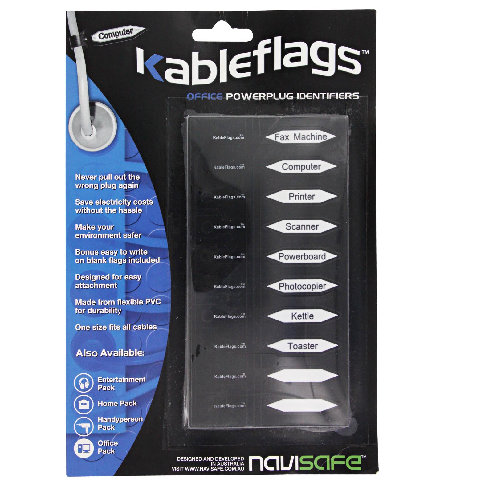 Buy 10 Pack Kableflags Cable Management Tags/Labels "Office" - MyDeal ...