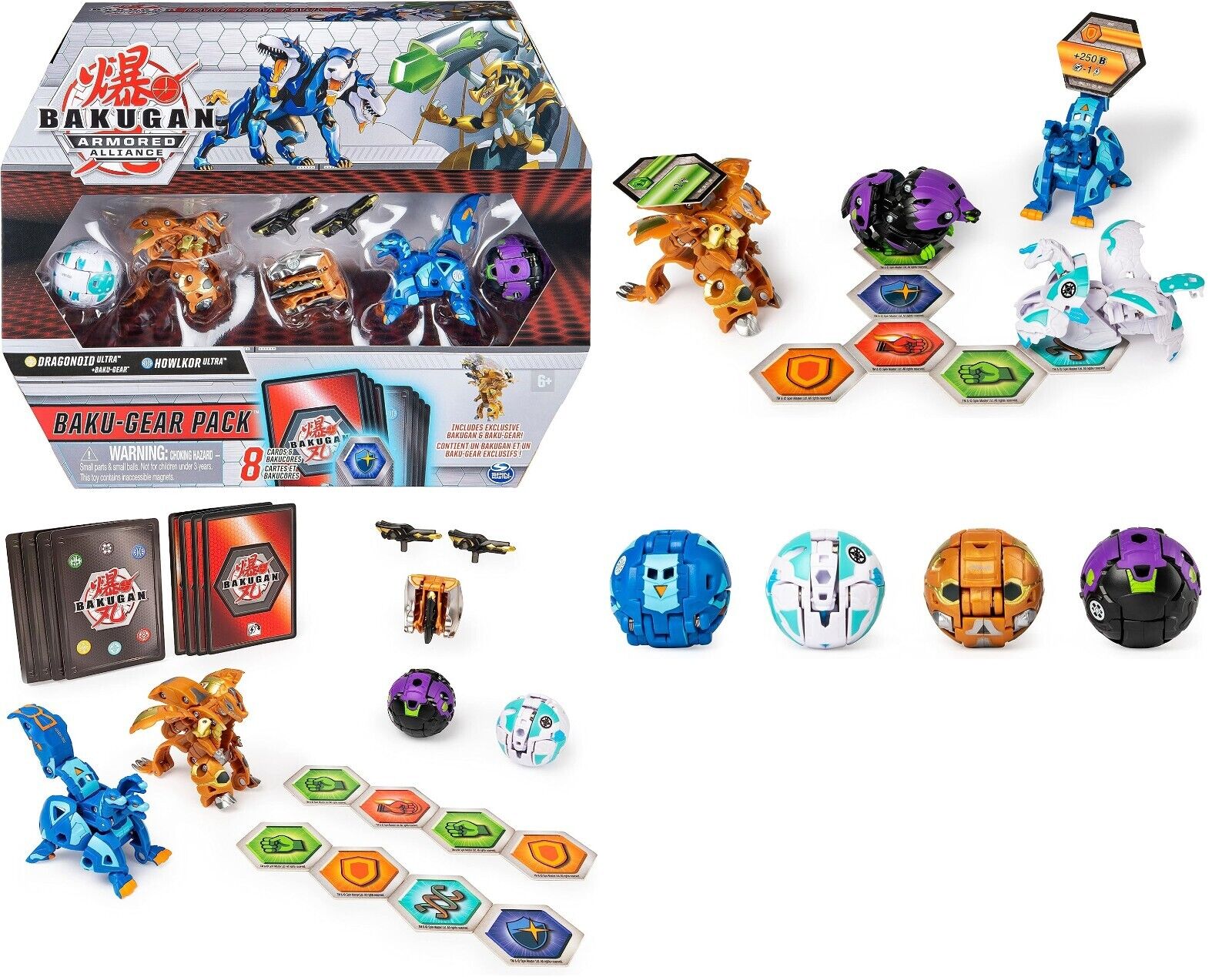 Buy Bakugan Baku-Gear 4-Pack Dragonoid Ultra with Baku-Gear Action ...