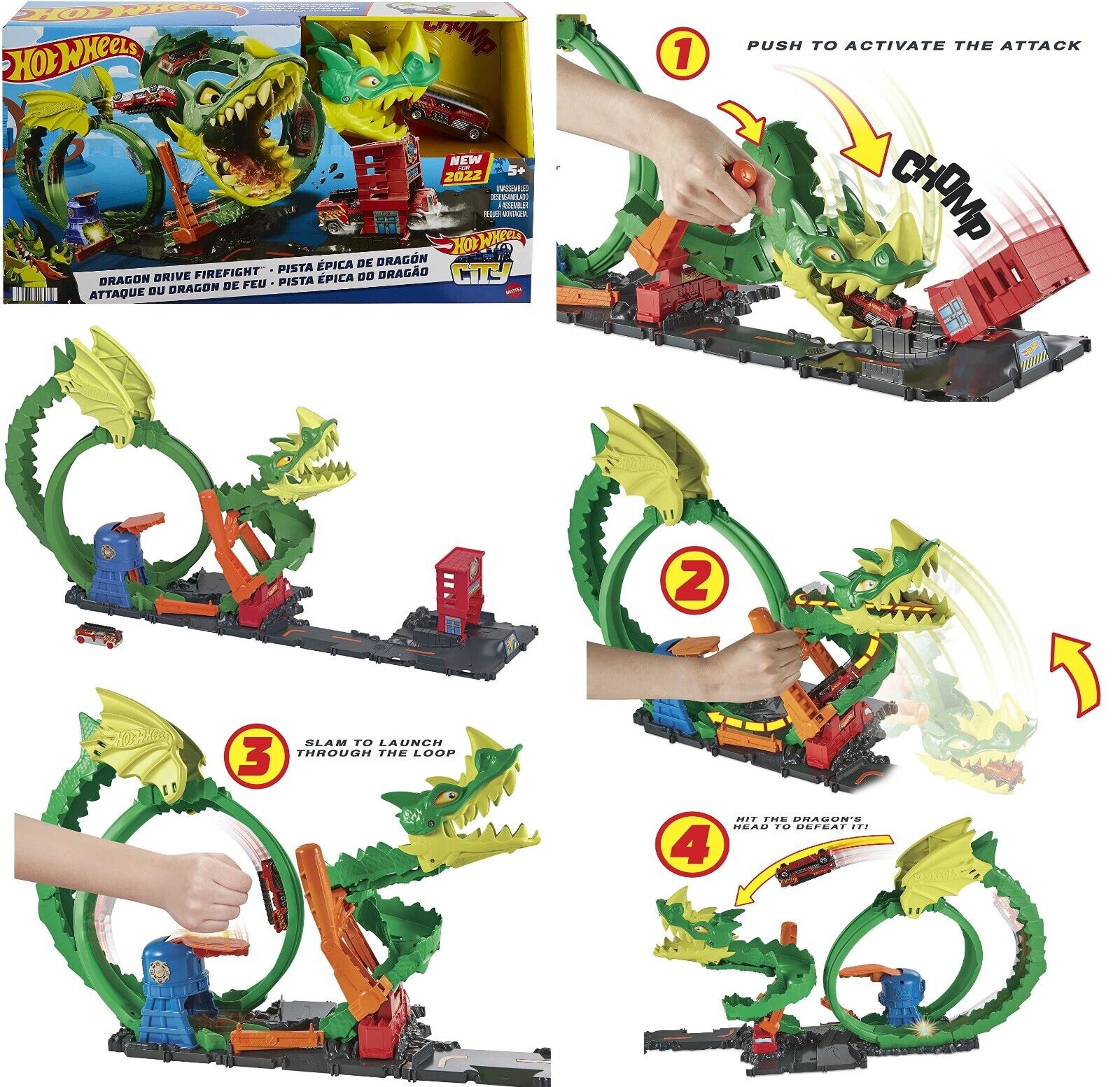 Buy Hot Wheels Dragon Drive Fire Fight Ages 5+ New Toy Car Race Track ...