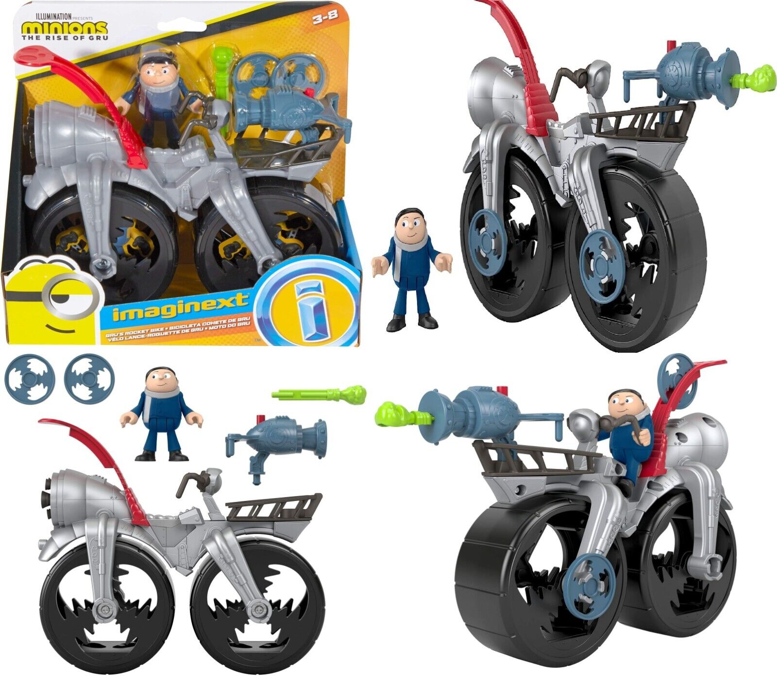 Buy Imaginext Fisher Price Minions Rise of Dragon Gru's Rocket Bike Vehicle play gift - MyDeal ...