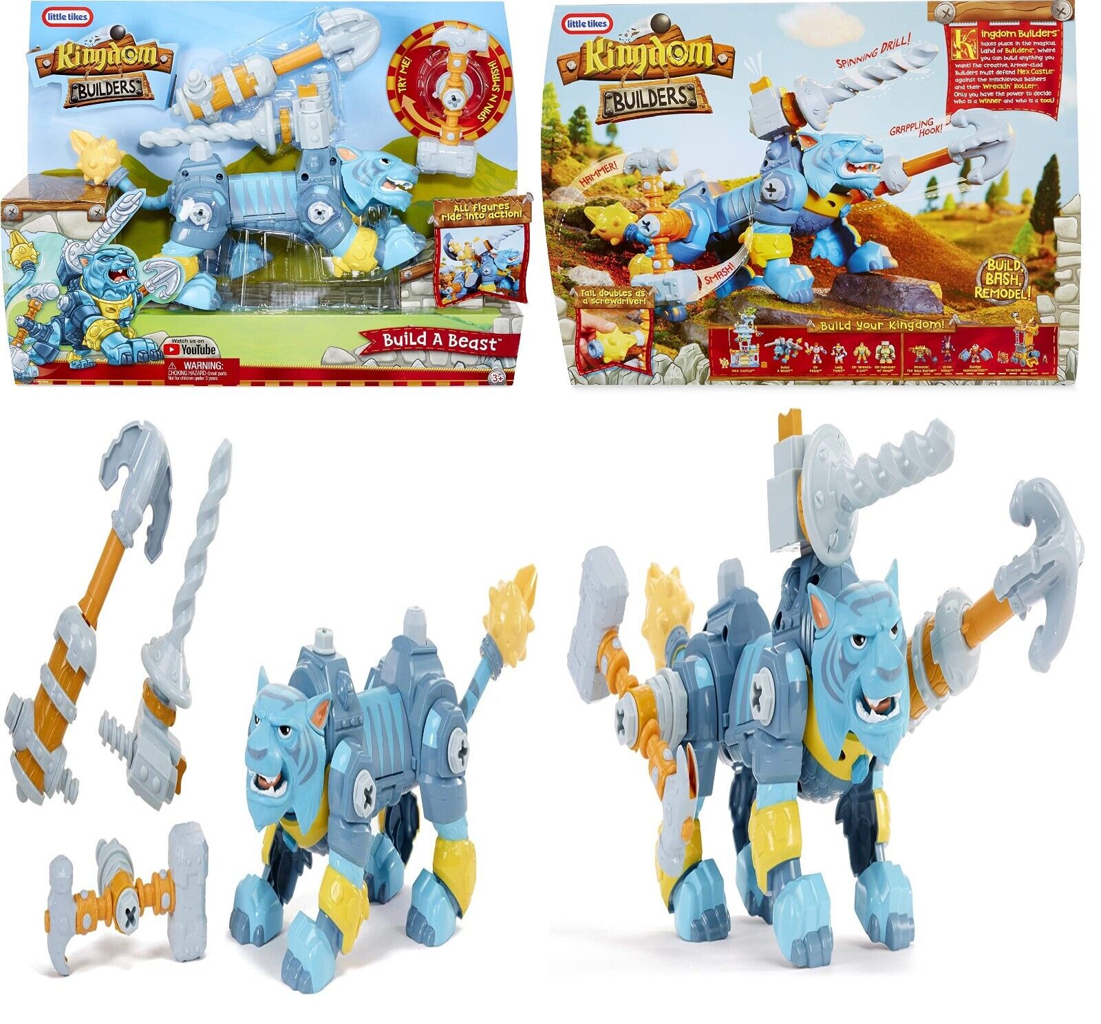 Buy Little Tikes Kingdom Builders Build A Beast Battle Tiger Lion Animal Toy Fight MyDeal